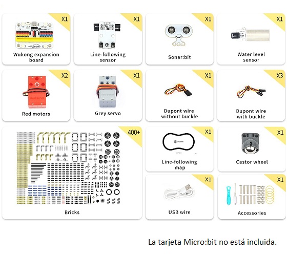 Kit de bloques de construcción Wonderkit 32 en 1 para micro:bit® | Didácticas Electrónicas I+D